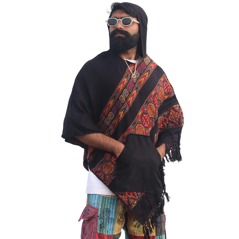 Buy Black Rave Poncho Now in India| Find your Boho nesh poncho only in ...